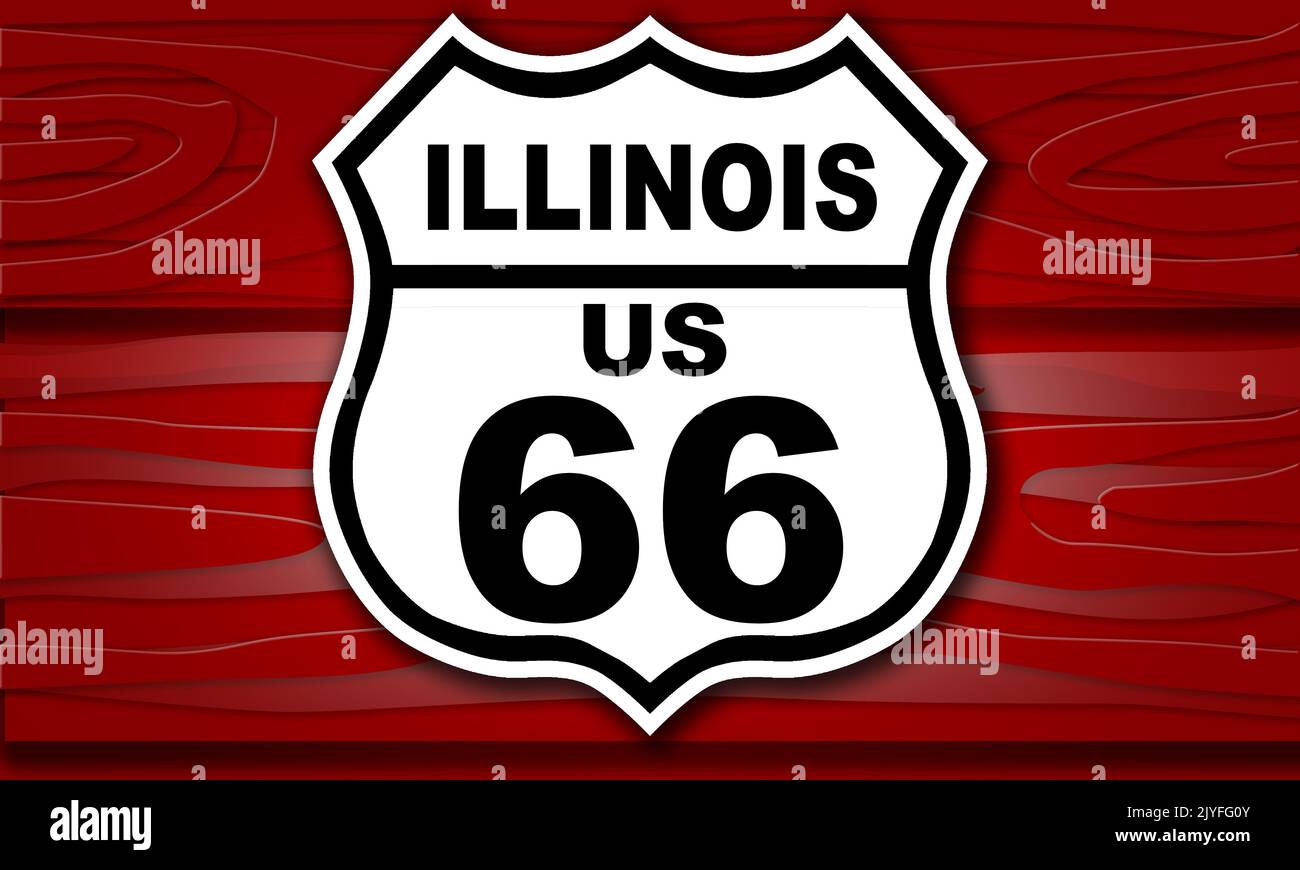 USA Route 66 vintage road sign for Illinois state , 3d rendering Stock ...