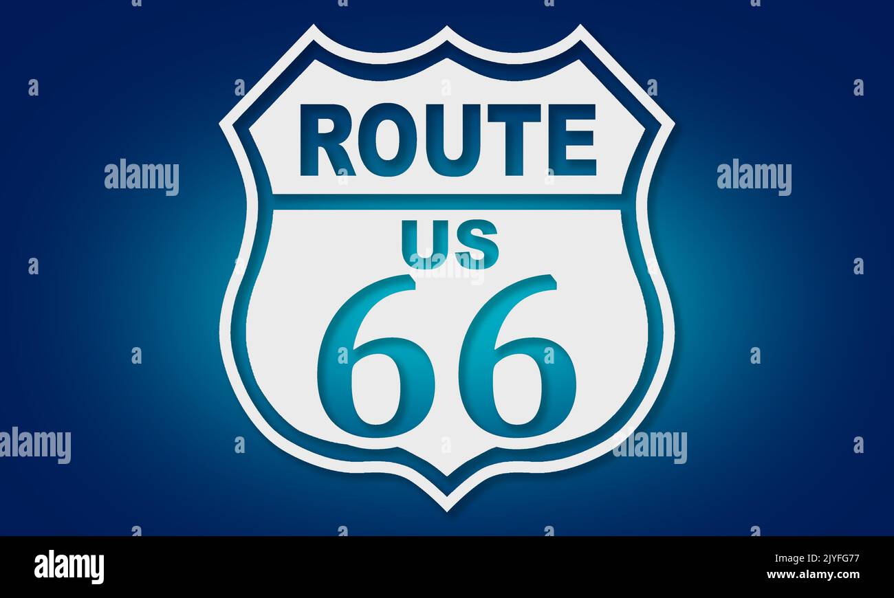 USA Route 66 vintage road sign in blue color , 3d rendering Stock Photo ...