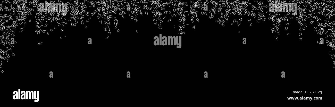 Falling numbers, big data concept. Binary white chaotic flying digits. Modern futuristic banner ...