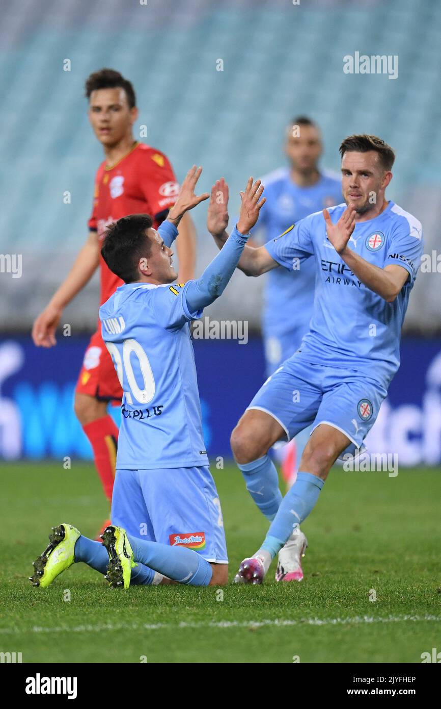 Adrian Luna of Melbourne City celebrates his goal during the Round 25 A ...