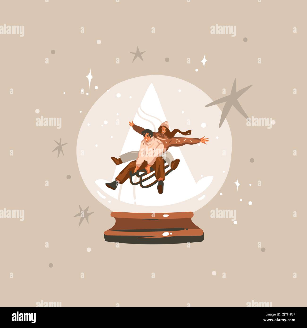 Hand drawn vector abstract graphic Merry Christmas and Happy new year ...