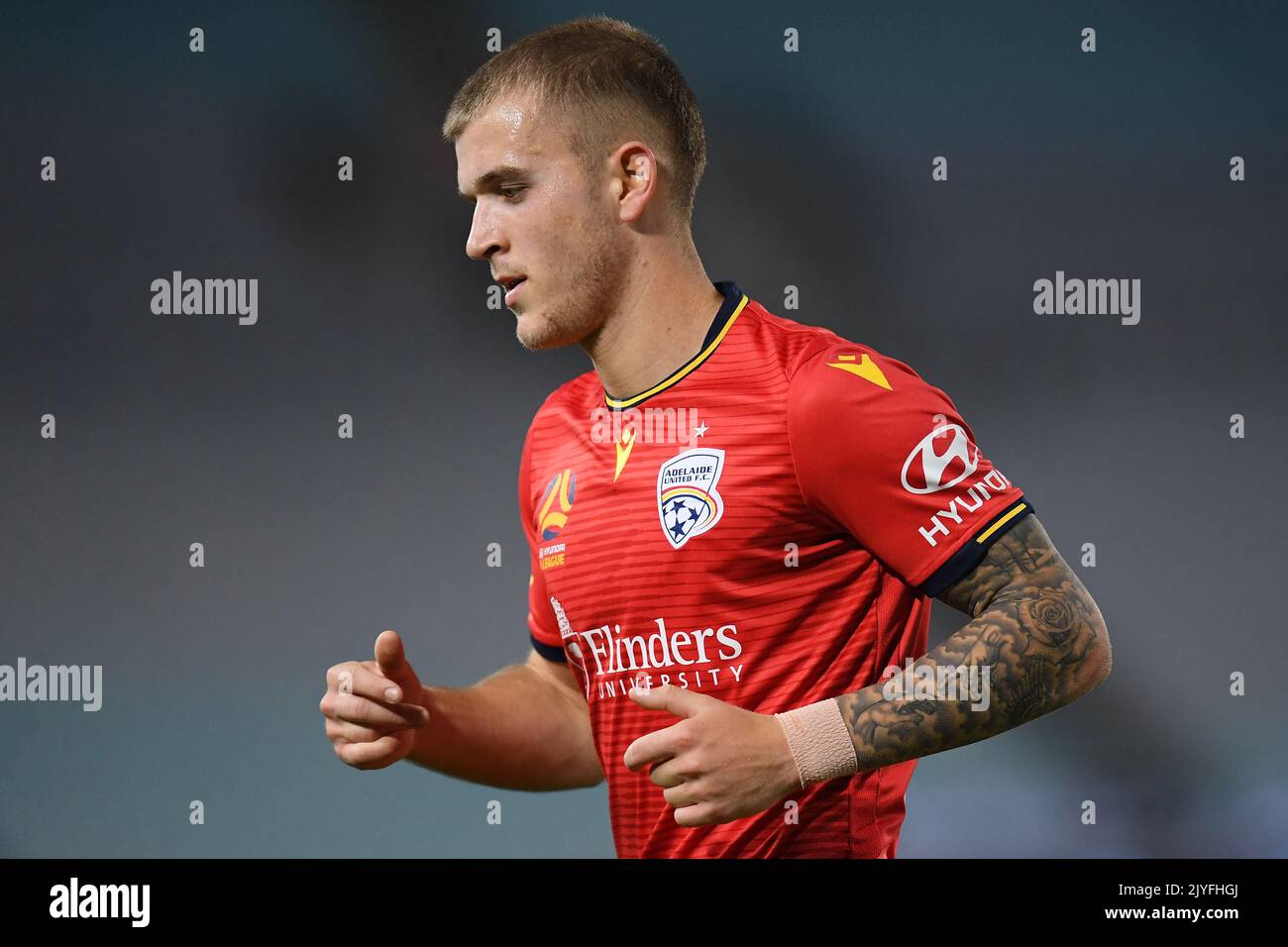 Riley McGree of United during the Round 25 A-League match between ...