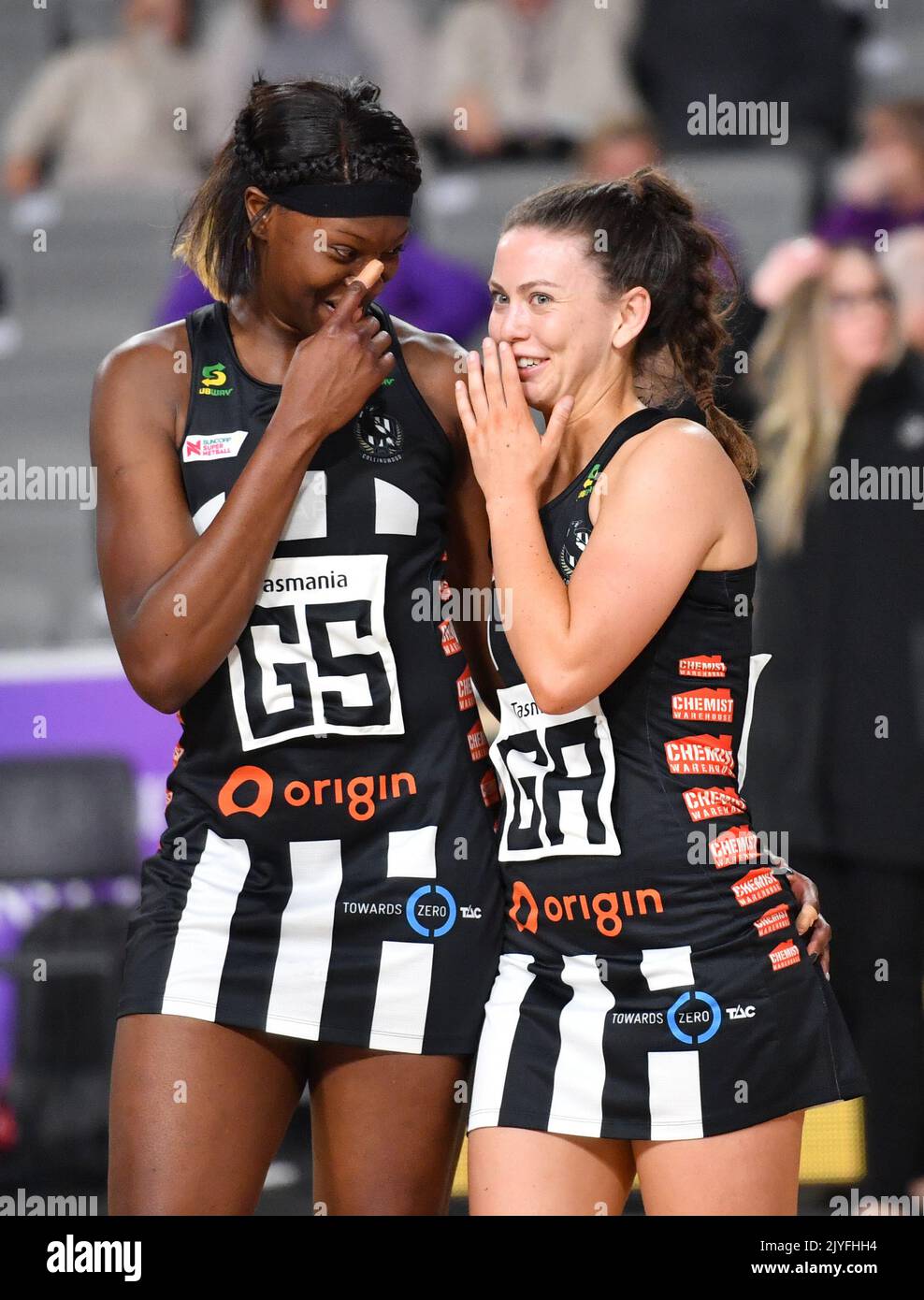Shimona Nelson (left) and Gabrielle Sinclair (right) of the Magpies ...
