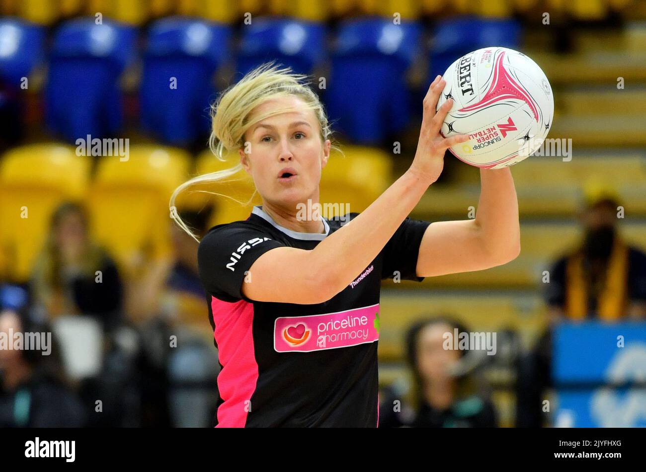 Chelsea Pitman of the Thunderbirds is seen warming up during the round ...