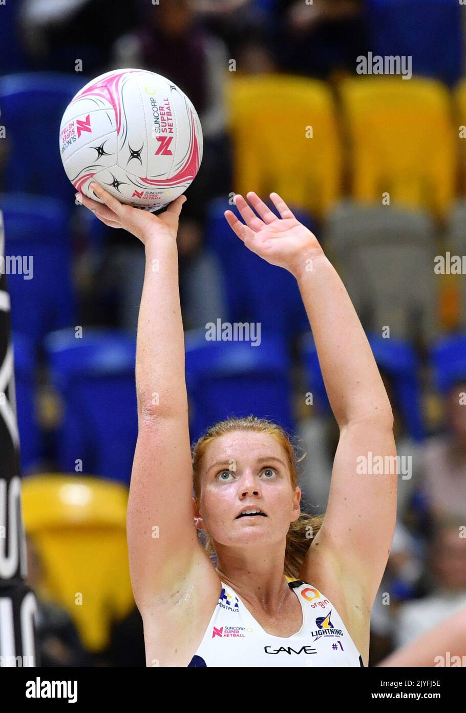 Stephanie Wood of the Lightning shoots for goal during the Round 3 ...