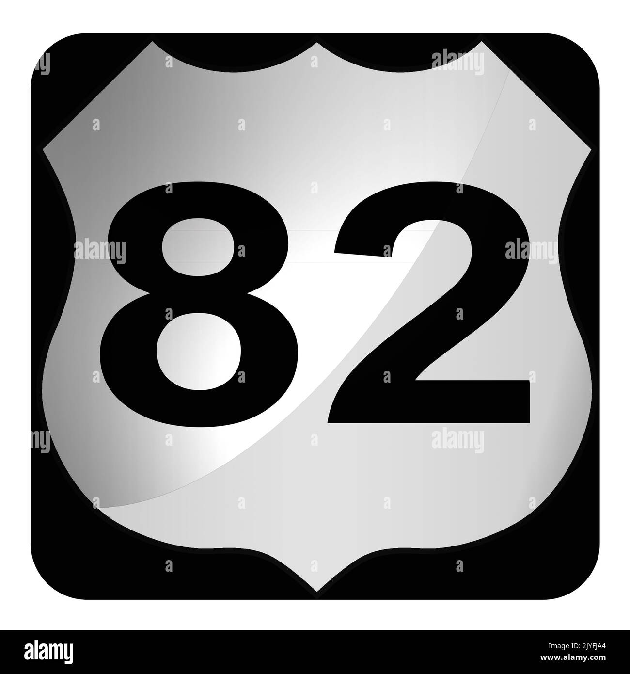Black and white road sign with US highway 82 with a white background ...