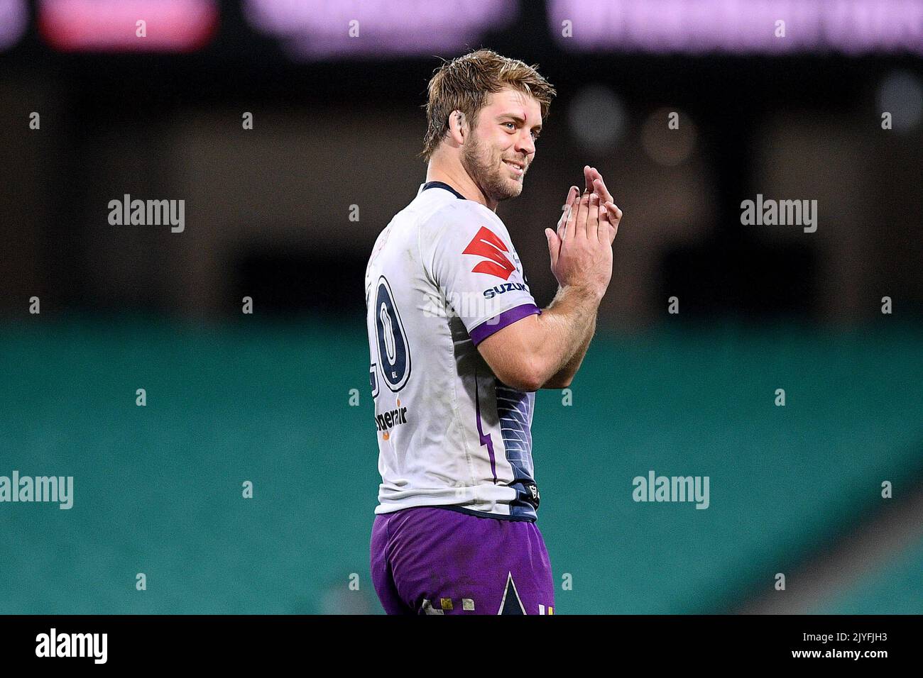 Christian Welch of the Storm gestures to the crowd following the round ...