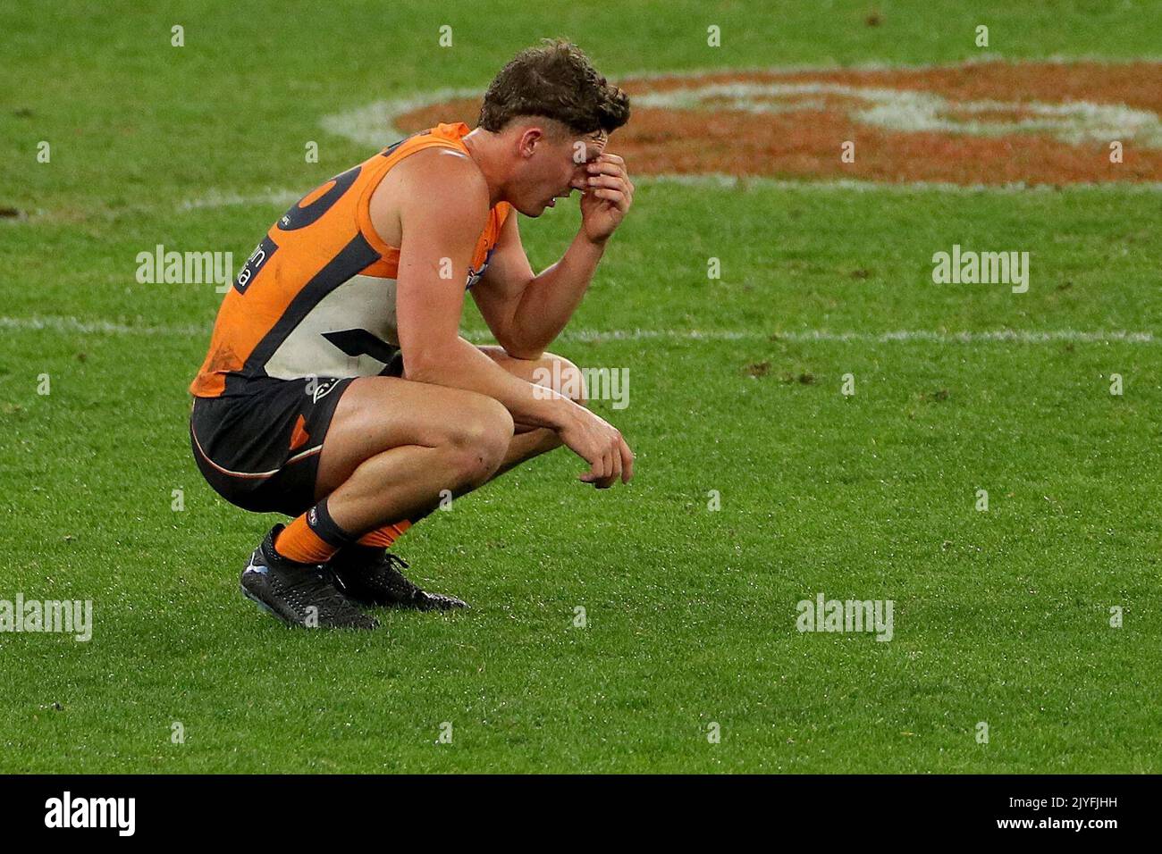 Harry Perryman of the Giants reacts after being defeated during round ...