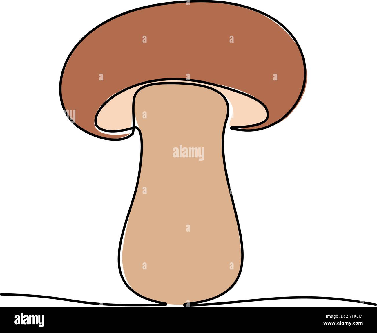 Continuous one line drawing of mushroom. Vector illustration Stock ...