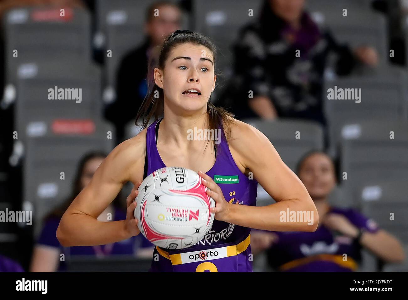Macy Gardner of the Firebirds passes the ball during the Round 4 Super ...