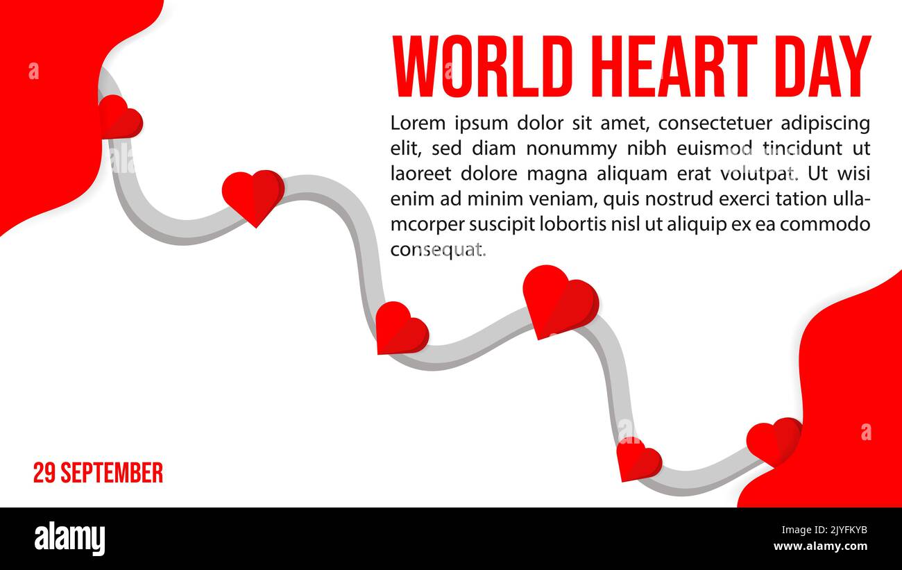 paper art World Heart Day background design with copy space, vector ...