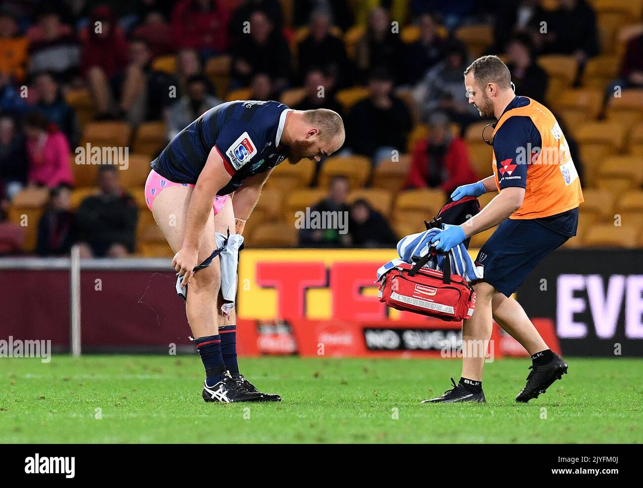 Cabous Eloff of the Rebels changes his shorts after they got ripped ...