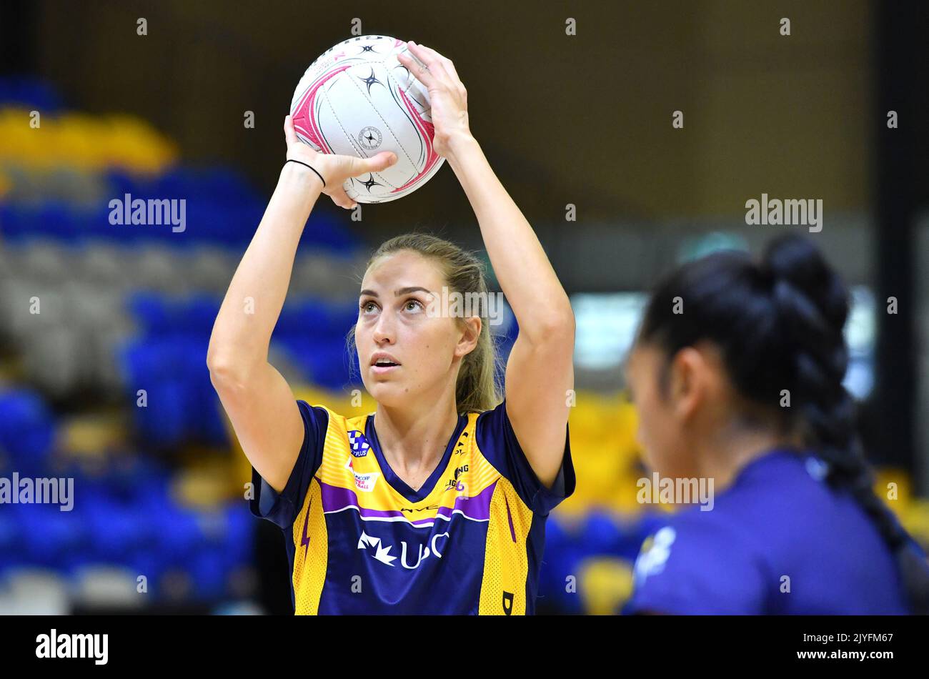 Cara Koenen of the Lightning is seen warming up before the Round 4 ...
