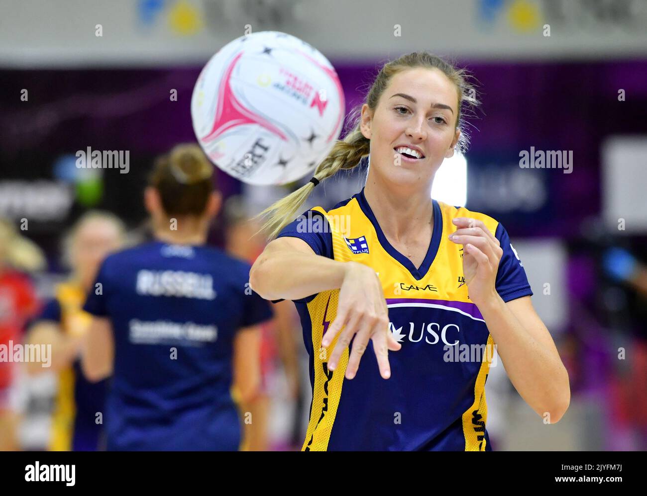 Cara Koenen of the Lightning is seen warming up before the Round 4 ...