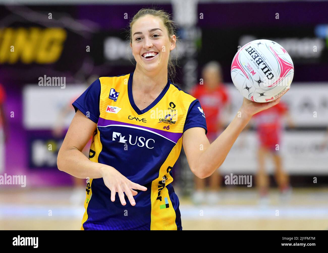 Cara Koenen of the Lightning is seen warming up before the Round 4 ...