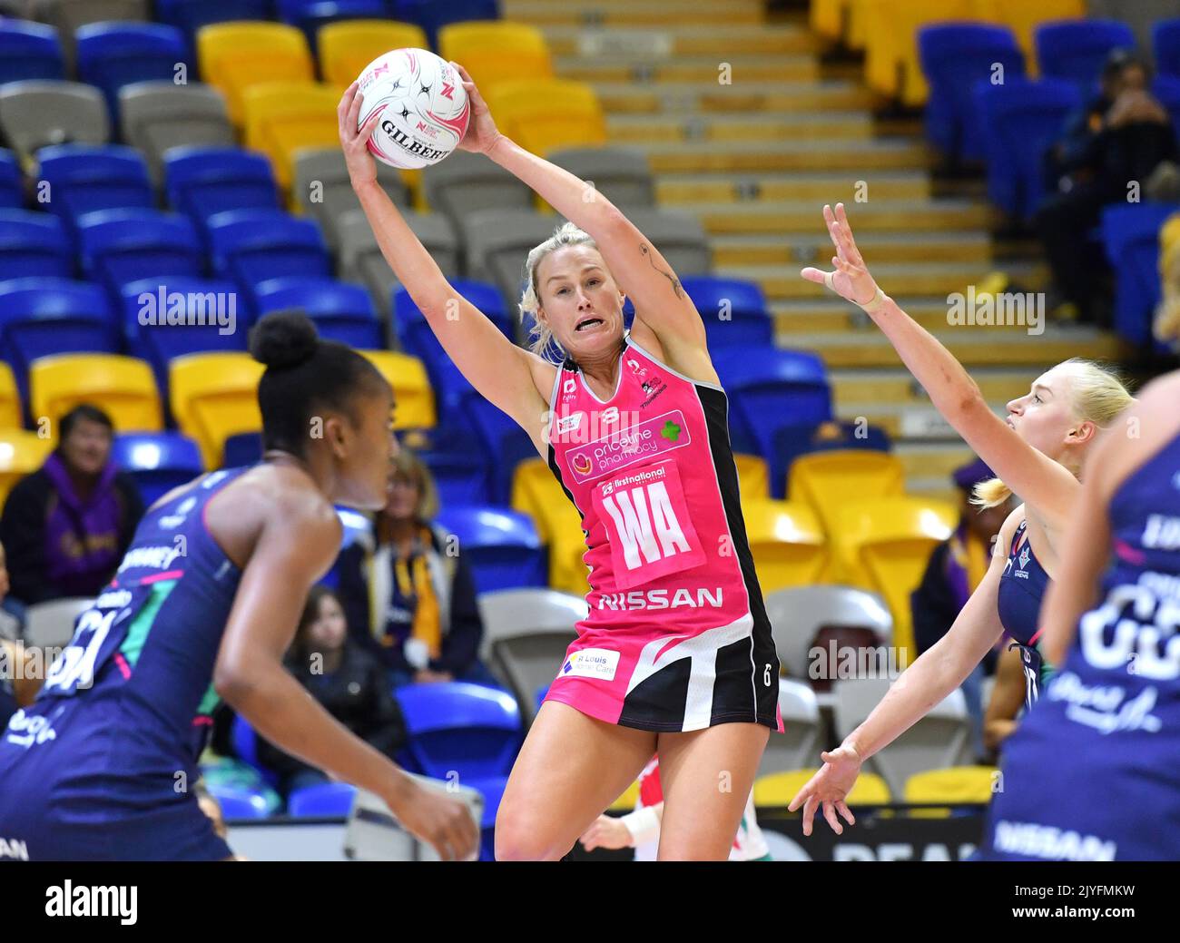 Chelsea Pitman (centre) of the Thunderbirds in action during the Round ...