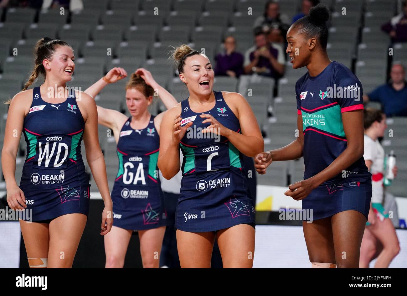 Elle McDonald of the Vixens (centre) and Kadie-Ann Dehaney (right ...
