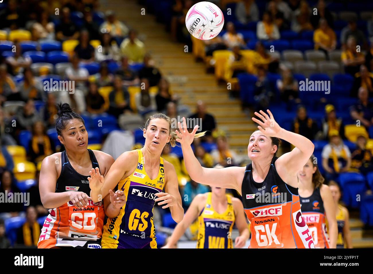 Kristina Manu’a (left) and Sam Poolman of the Giants (right) compete ...