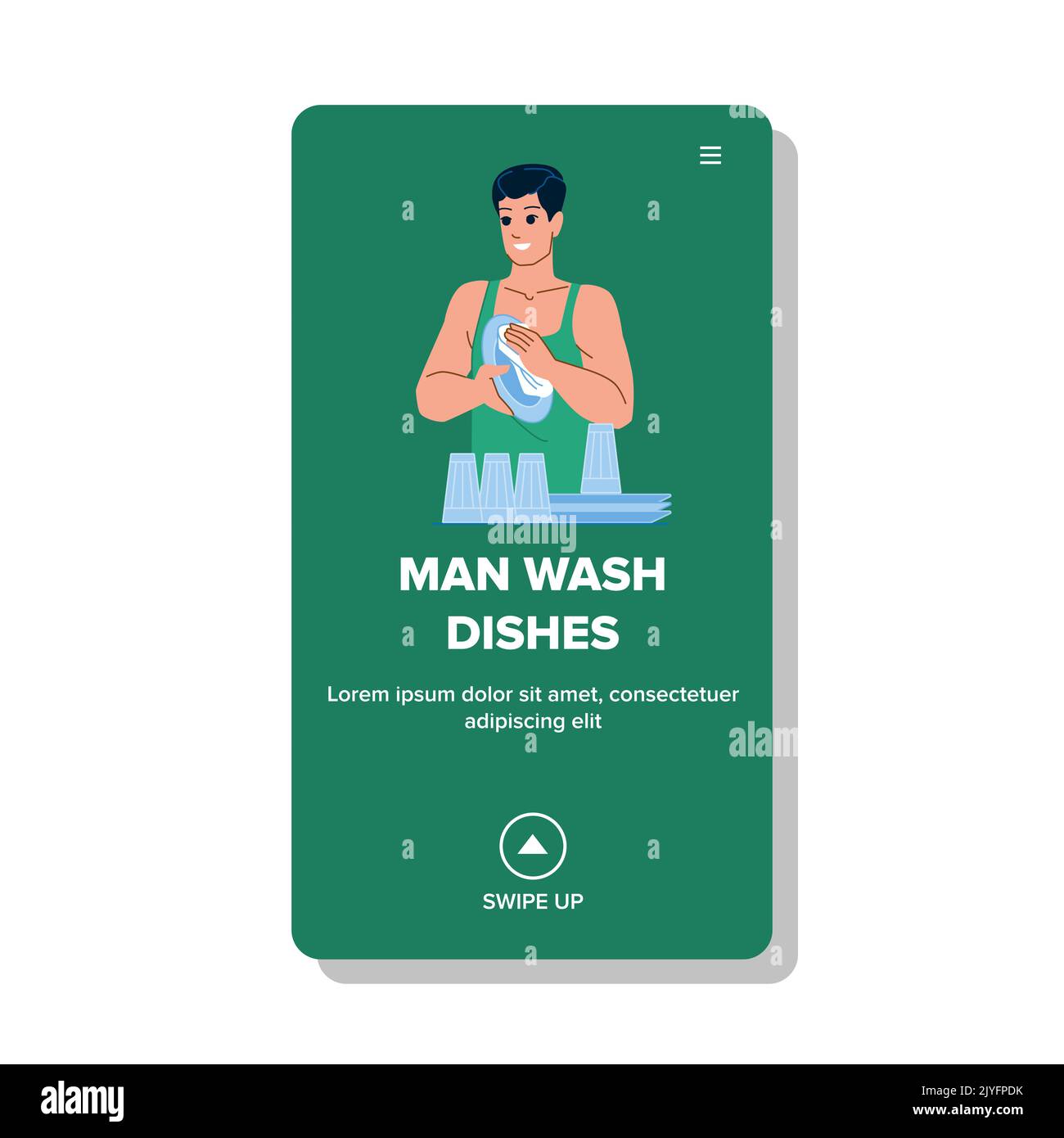 man wash dishes vector Stock Vector Image & Art - Alamy