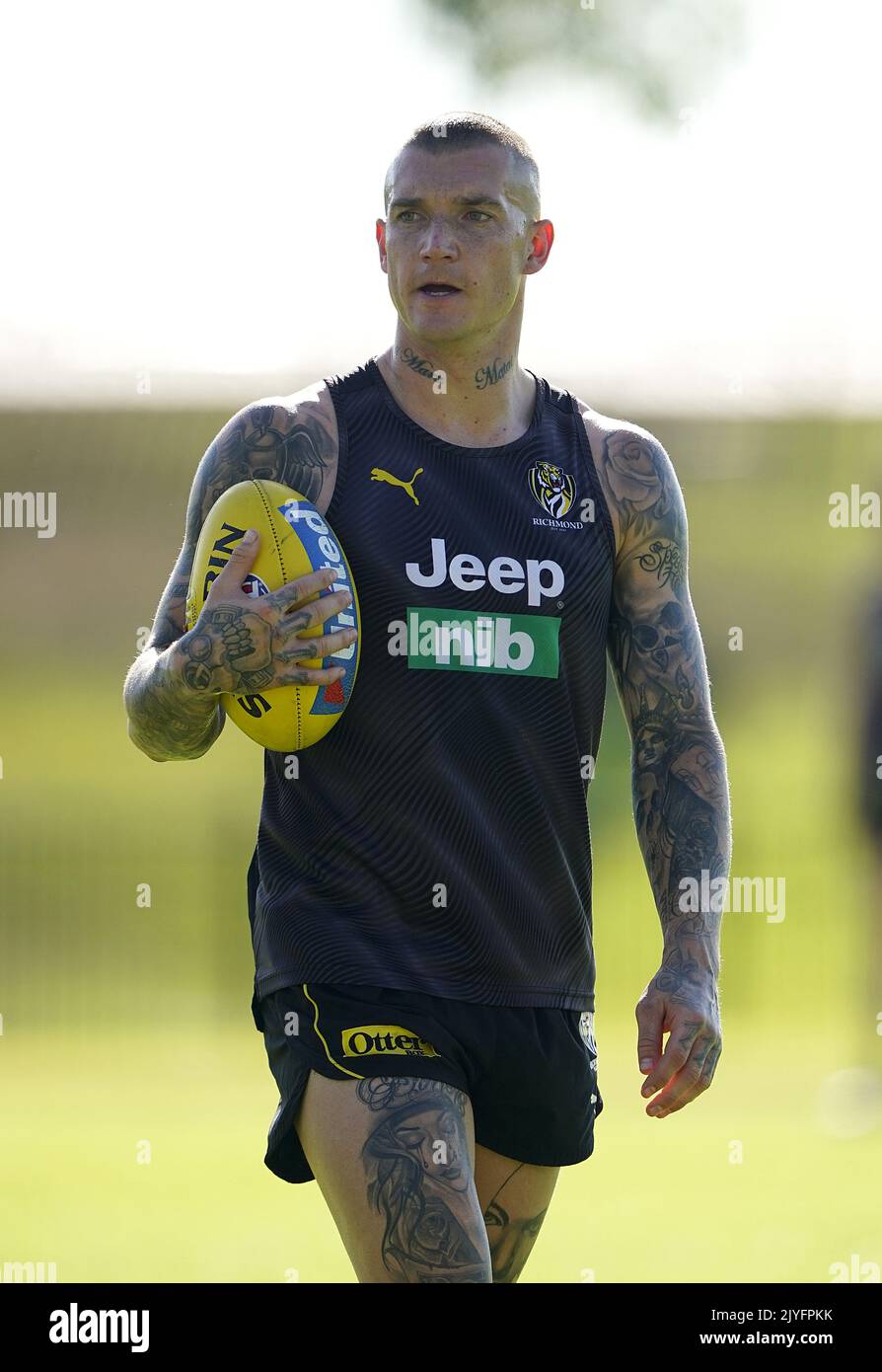Dustin Martin is seen during the Richmond Tigers training session at ...