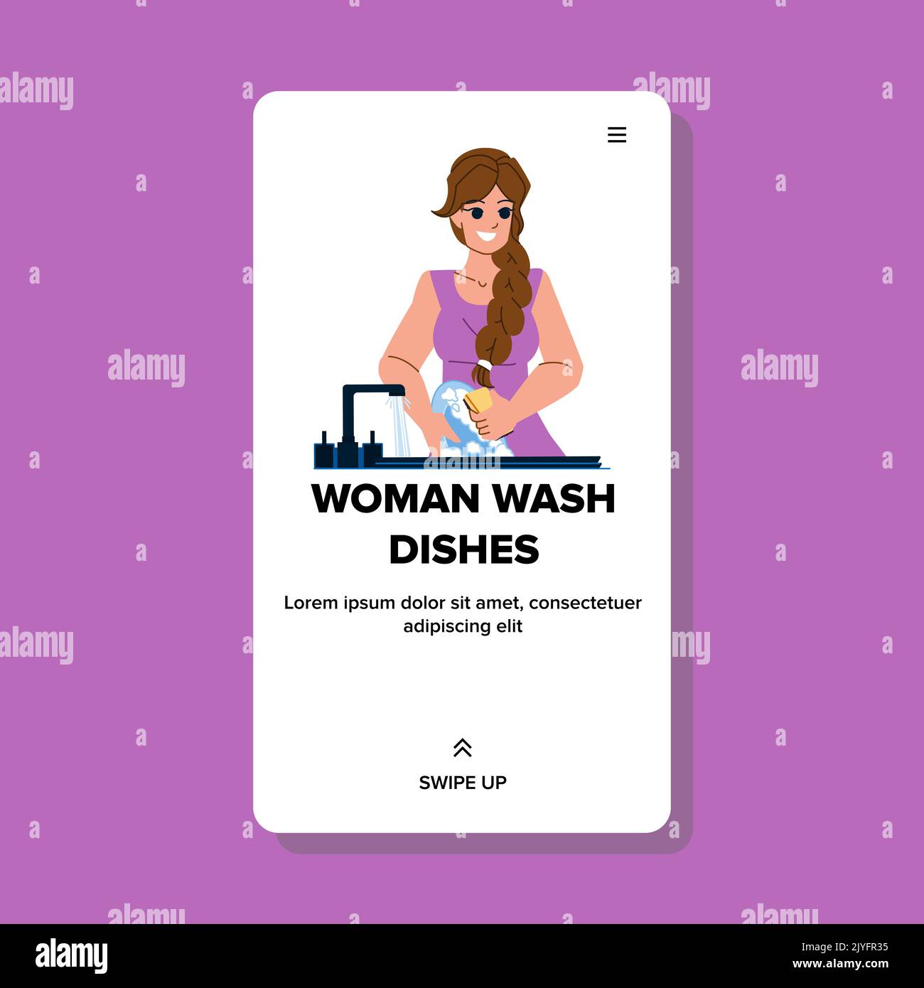 woman wash dishes vector Stock Vector Image & Art - Alamy