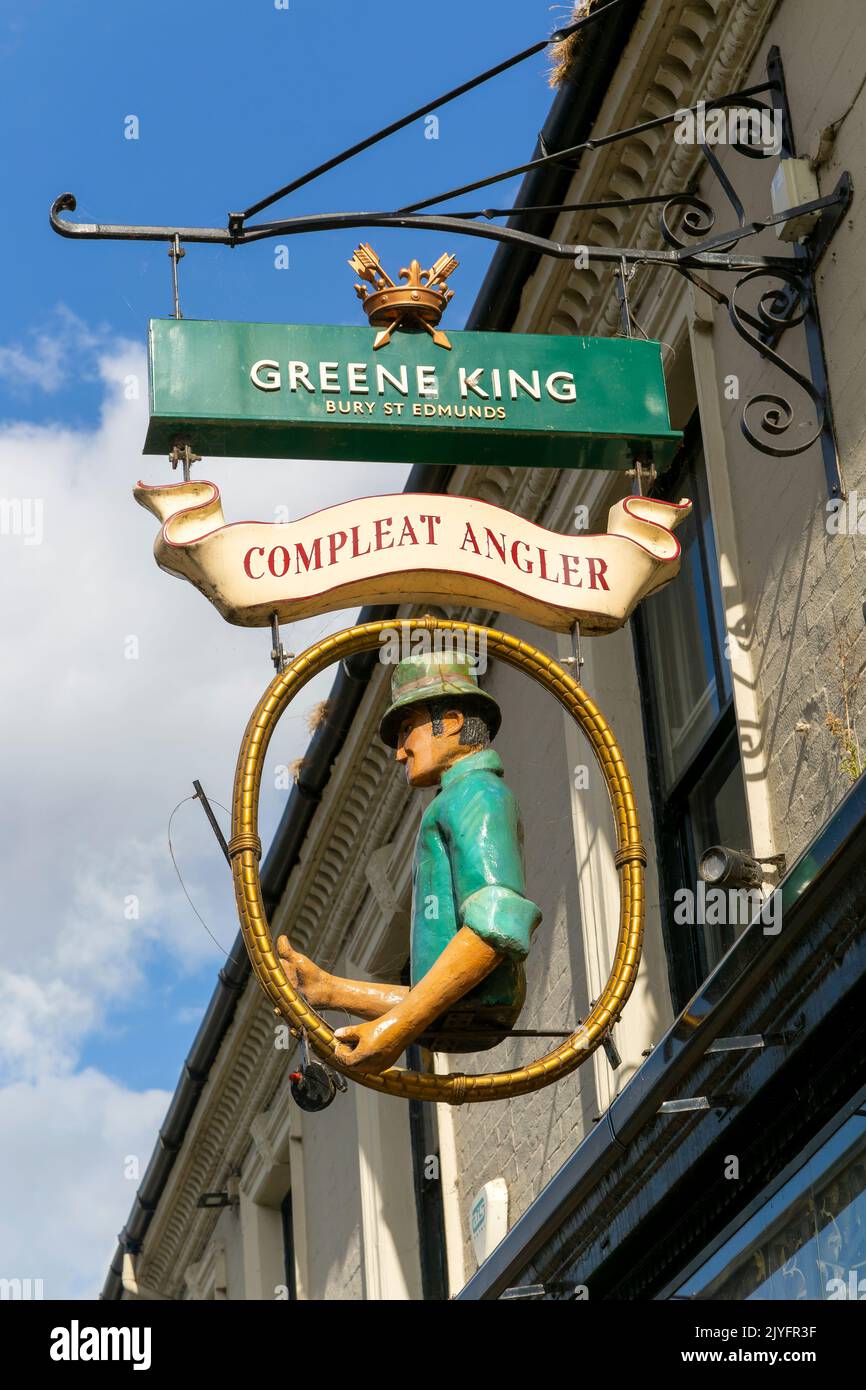 Compleat Angler, Greene King brewery pub sign, Norwich, Norfolk ...