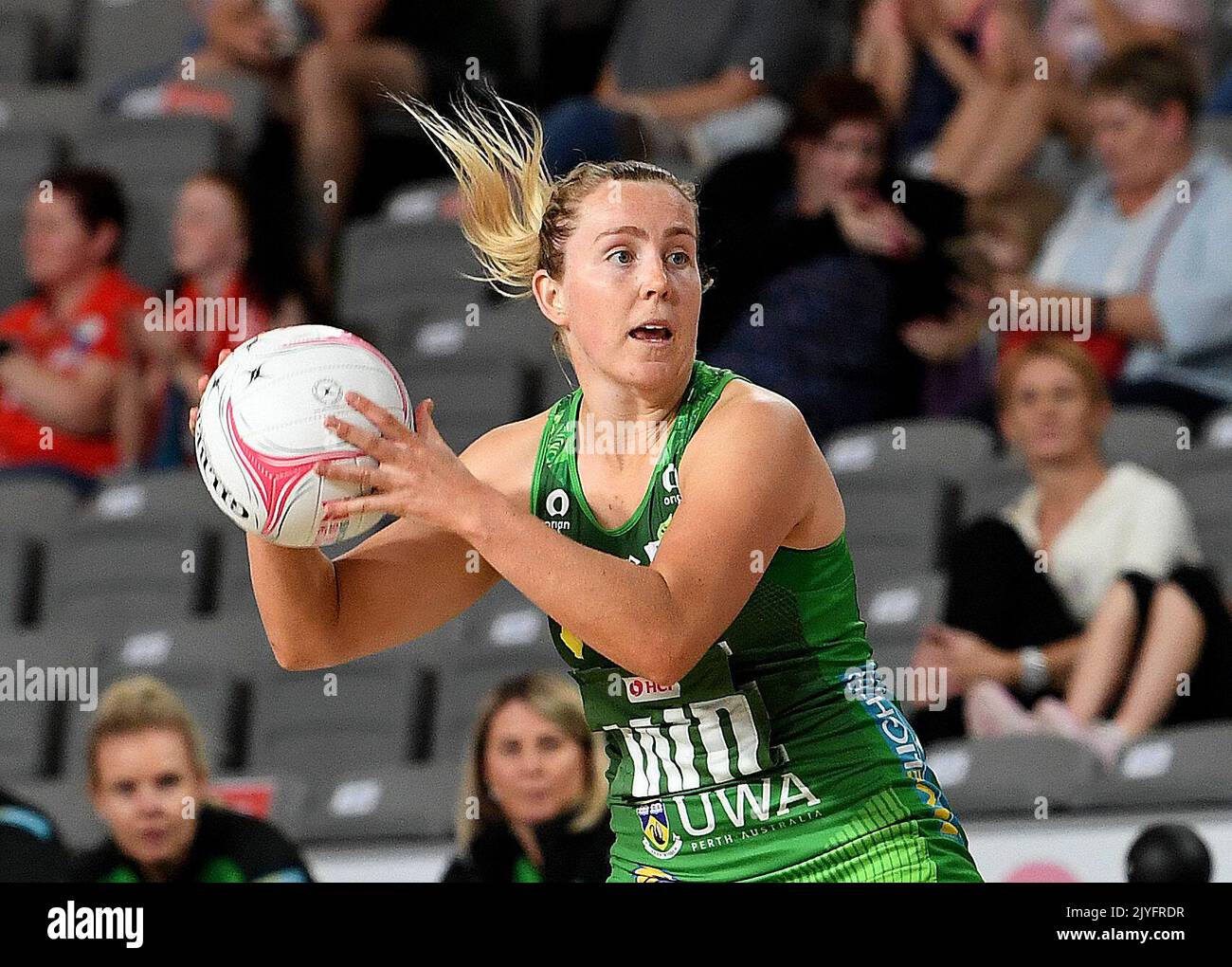 Jessica Anstiss of the Fever in action during the Round 6 Super Netball ...