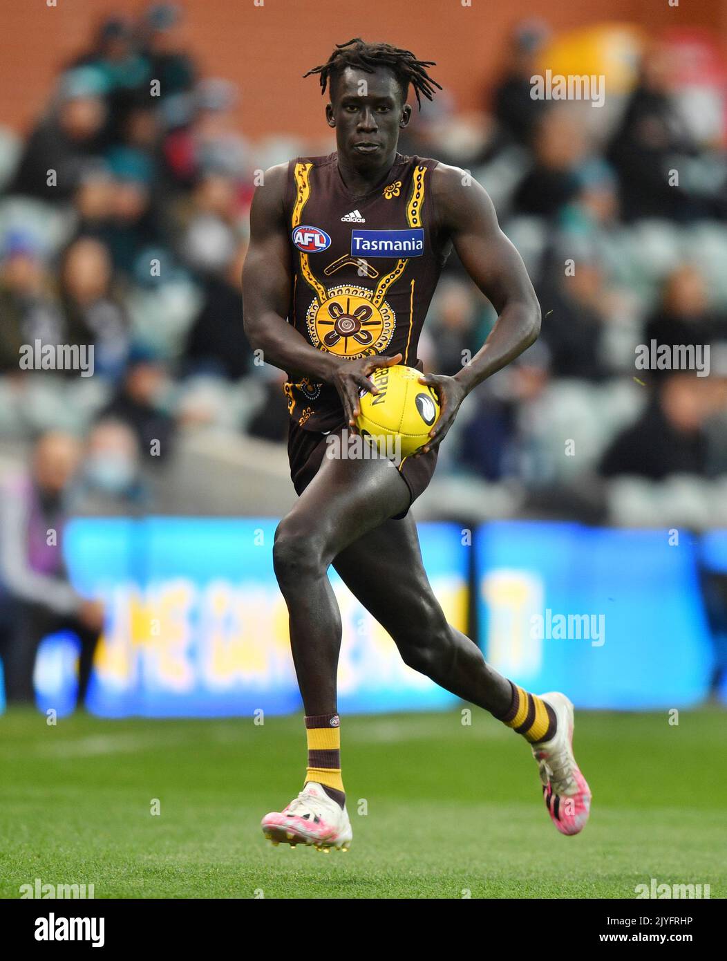Changkuoth Jiath of the Hawks during the Round 13 AFL match between ...