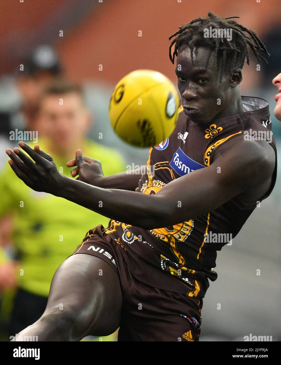 Changkuoth Jiath of the Hawks during the Round 13 AFL match between ...