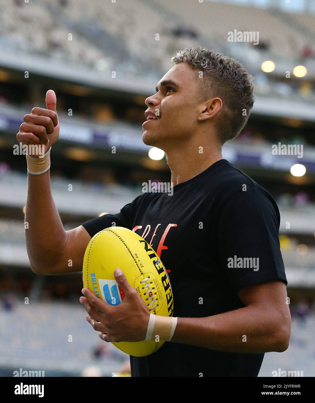 Liam Henry of the Dockers is seen before making his AFL debut before ...