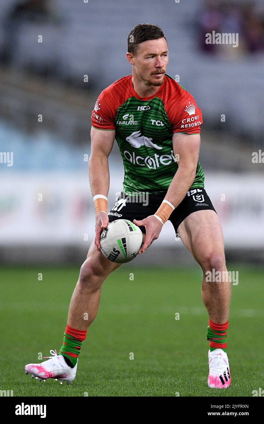 Damien Cook of the Rabbitohs during the warm up ahead of the Round 15 ...