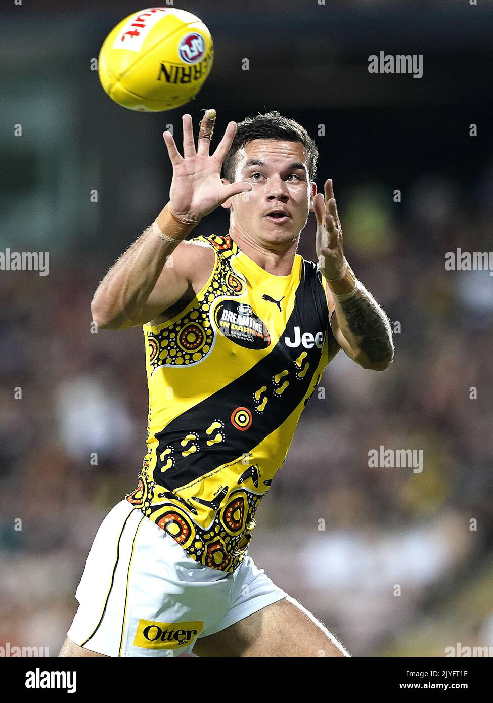 Daniel Rioli of the Tigers during the Round 13 AFL match between the ...