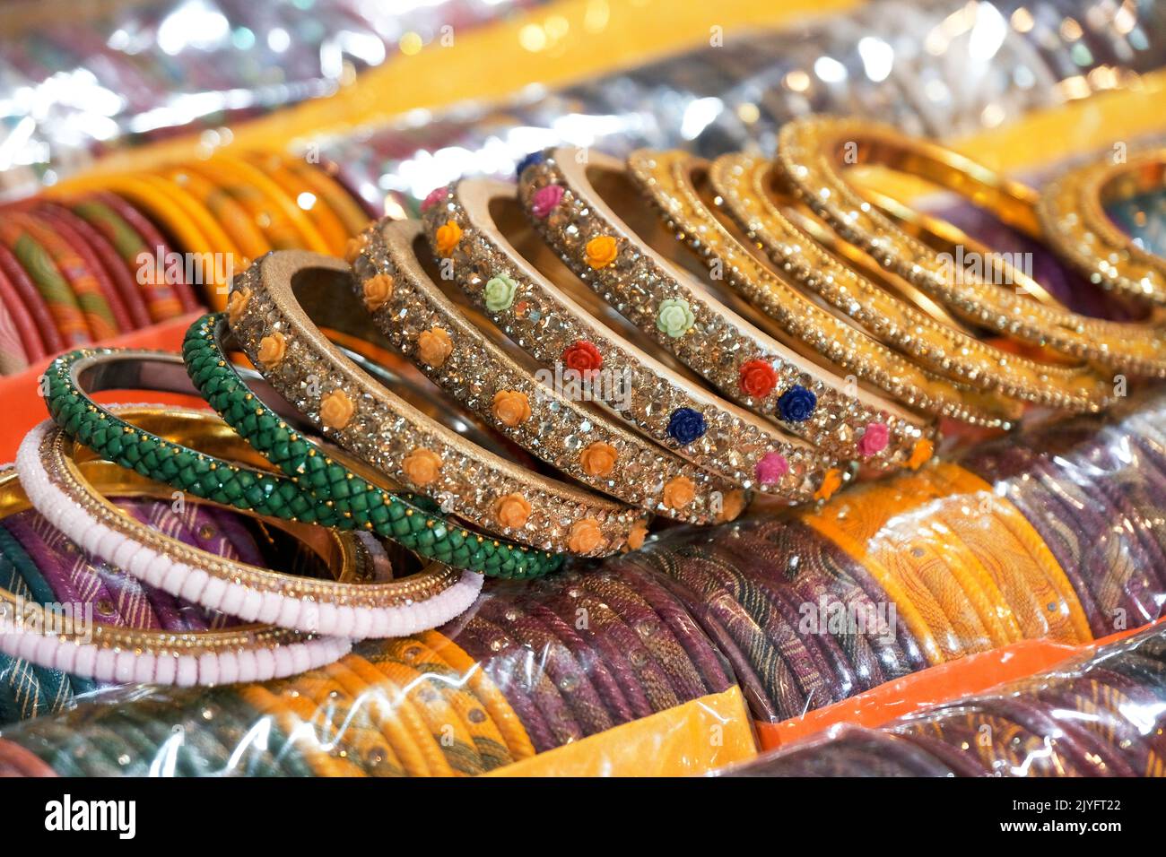 26 September 2022, Pune , India, Colorful Bangles display in Shop for ...