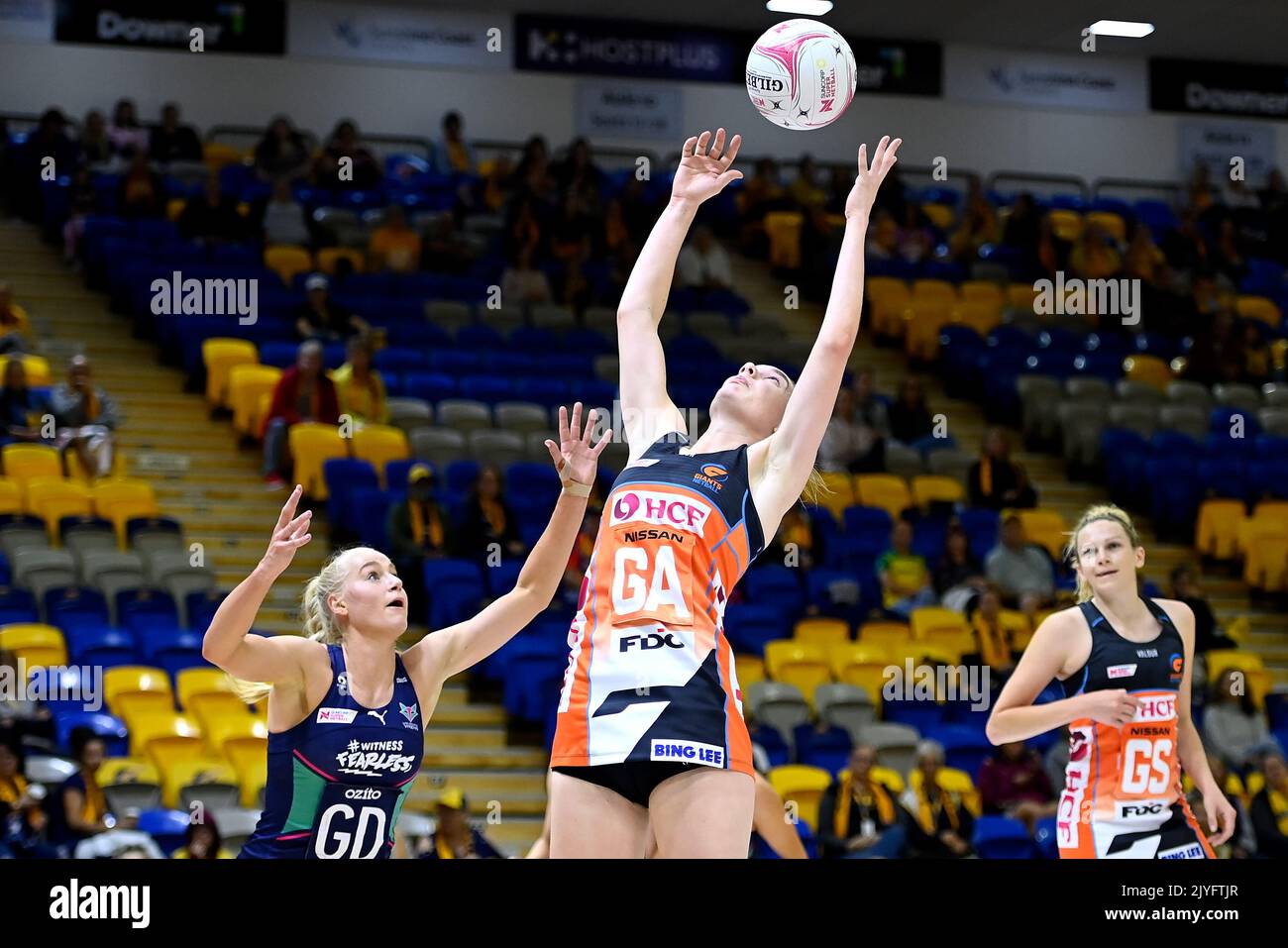 Kiera Austin of the Giants wins the ball during the Round 6 Super ...