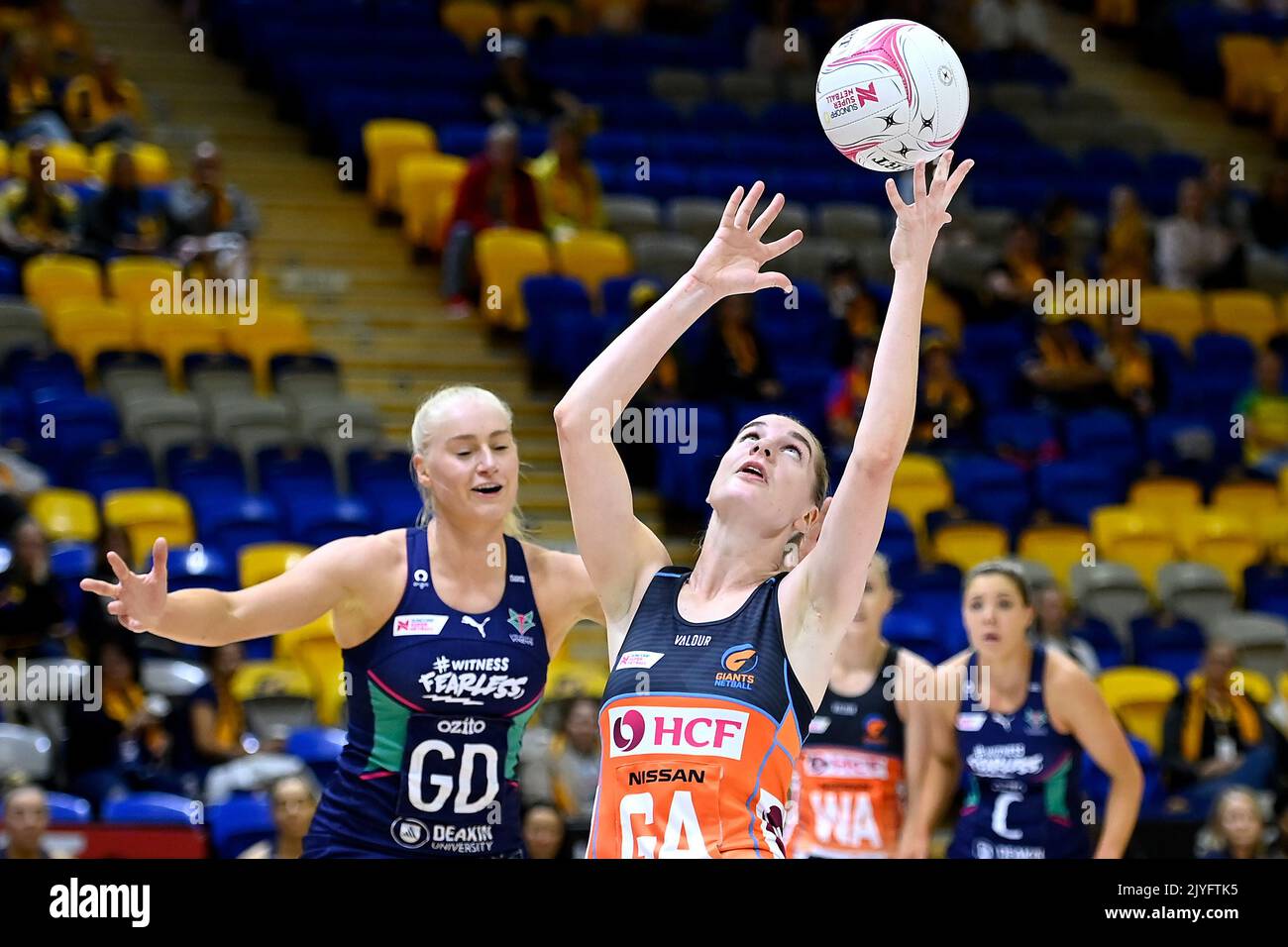 Kiera Austin of the Giants wins the ball during the Round 6 Super ...