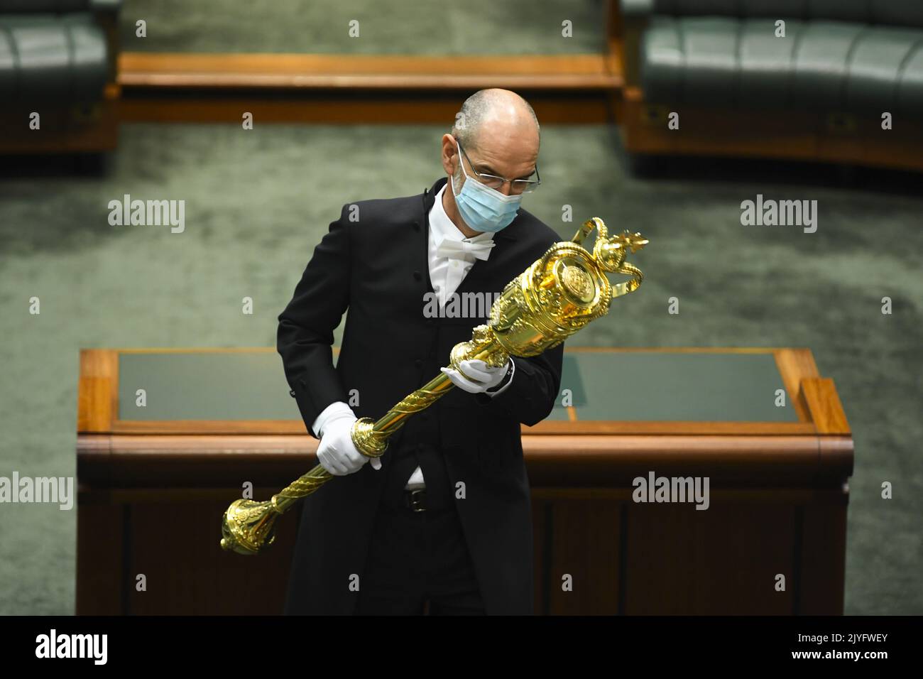 The Serjeant-at-Arms places the mace in position at the beginning of ...