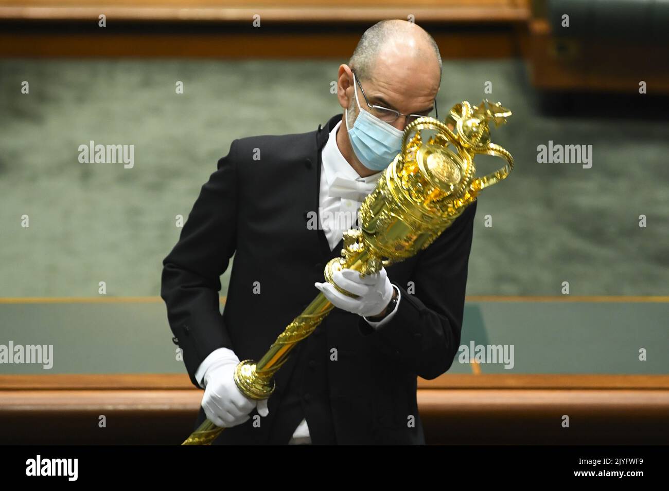 The Serjeant-at-Arms places the mace in position at the beginning of ...