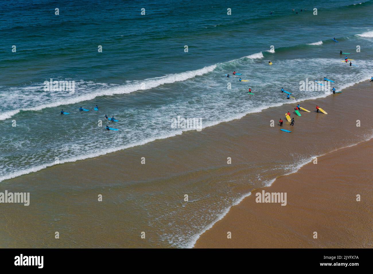 Sagres, Portugal - August 25, 2022: View of surfers on sandy beach near ...