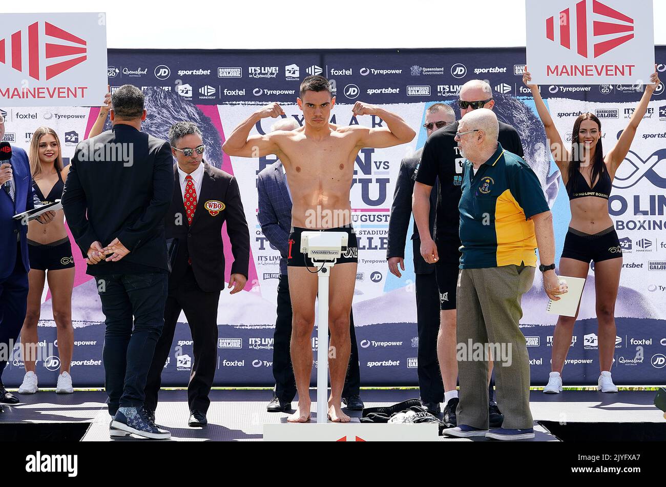 Australian boxer Tim Tsyzu is seen at the official Weigh-In at at the ...