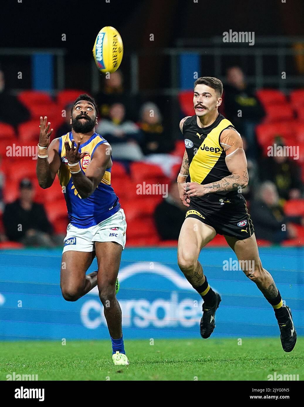 Liam Ryan of the Eagles takes a mark during the Round 14 AFL match ...