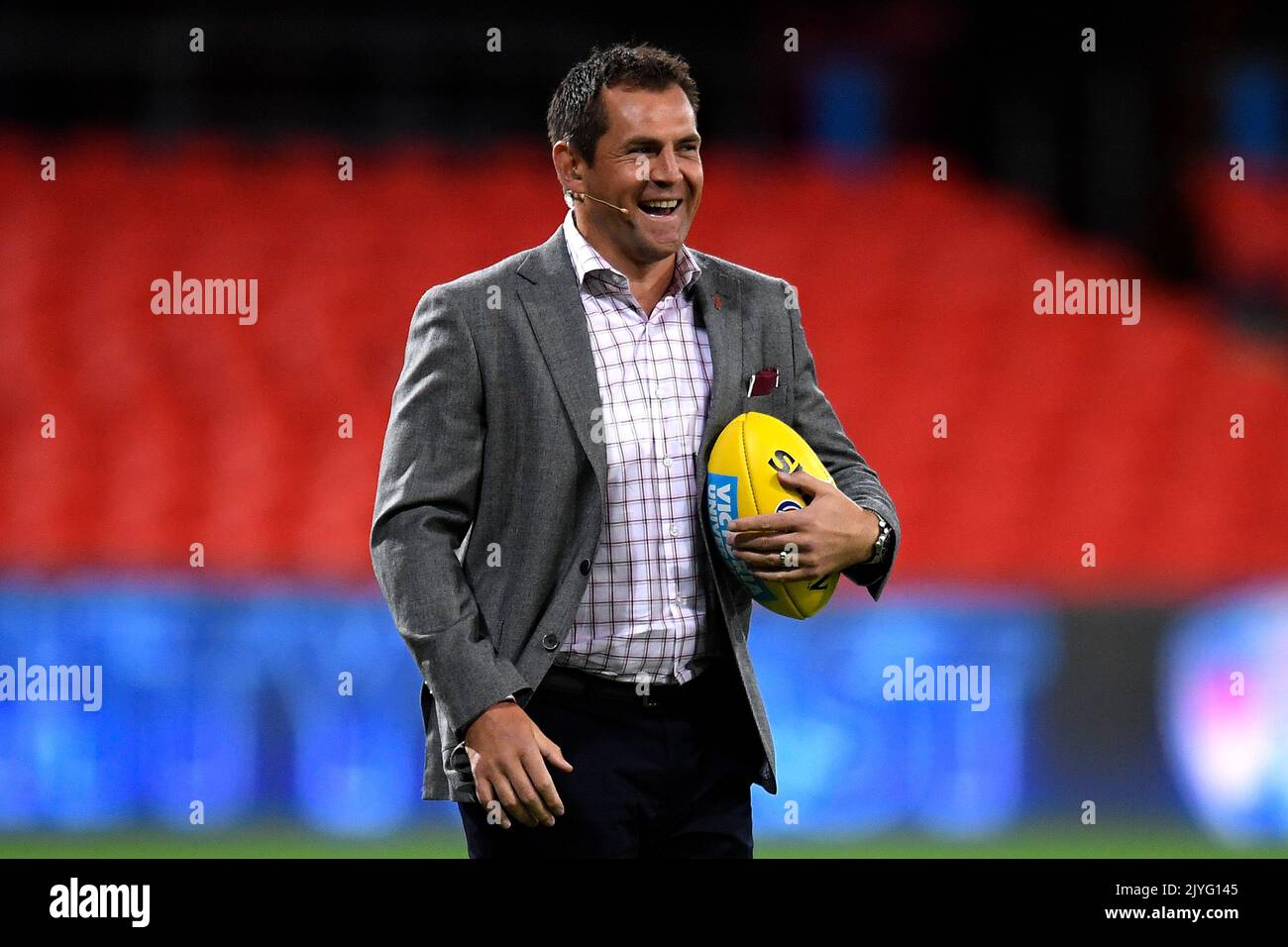 Channel Seven AFL presenter and Hawthorn legend Luke Hodge is seen ...