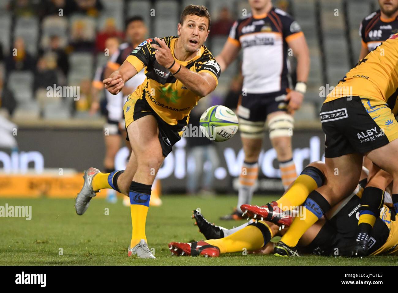 Force Ian Prior passes from a maul during the round 9 Super Rugby match ...