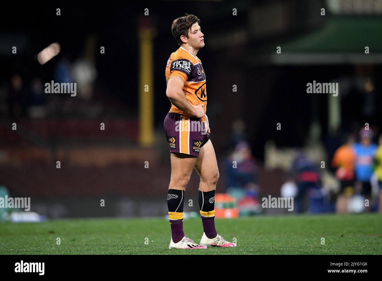 Patrick Carrigan of the Broncos looks on following the round 16 NRL ...