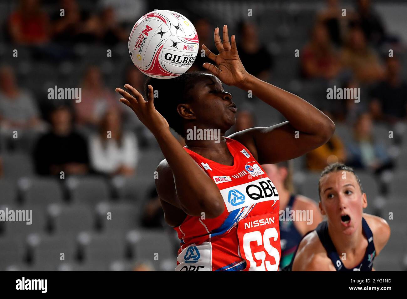 Sam Wallace of the Swifts in action during the Round 8 Super Netball ...