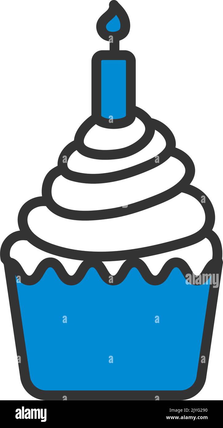 First Birthday Cake Icon. Editable Bold Outline With Color Fill Design ...