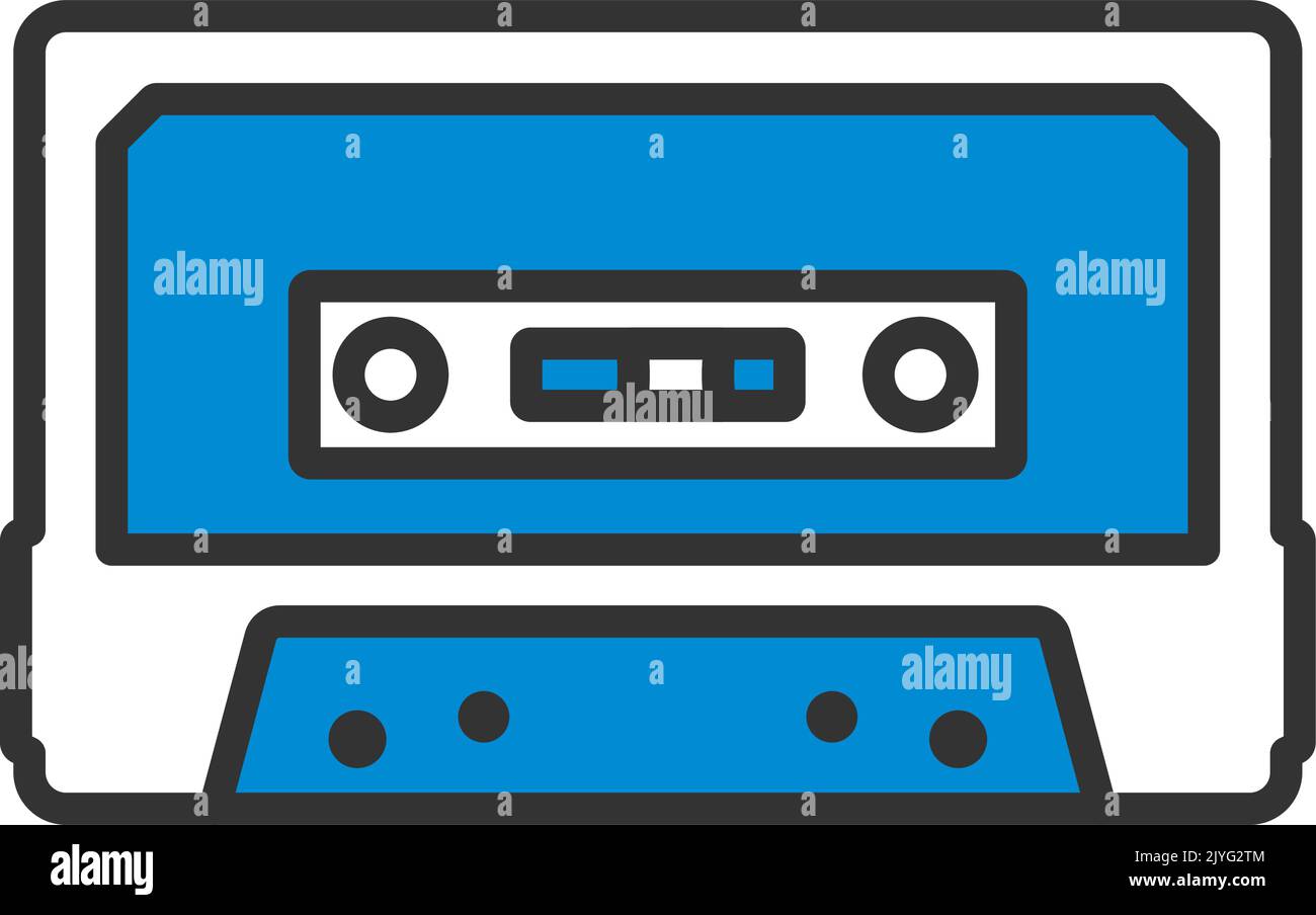 Audio Cassette Icon. Editable Bold Outline With Color Fill Design ...