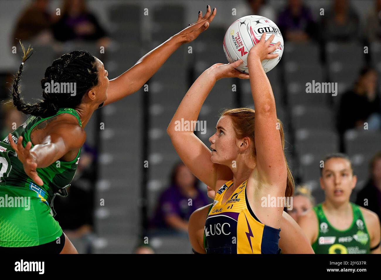 Stephanie Wood of the Lightning shoots during the Round 8 Super Netball ...