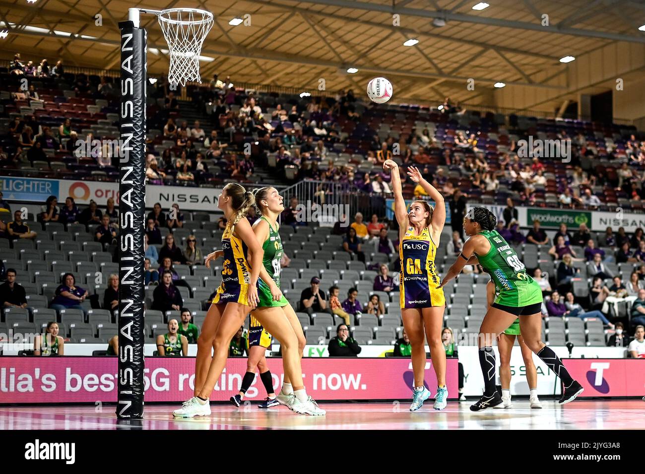 Stephanie Wood of the Lightning shoots during the Round 8 Super Netball ...