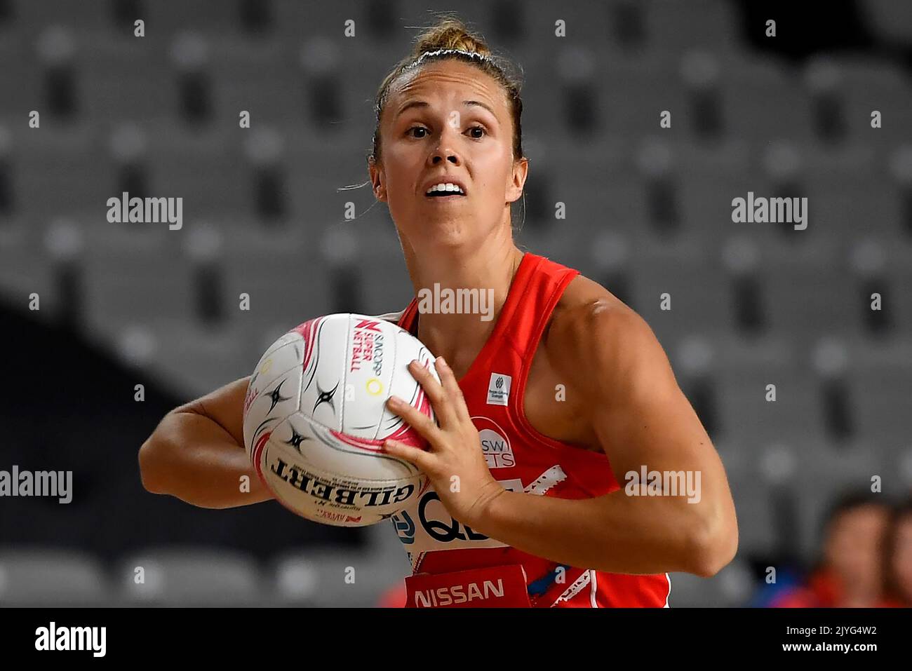 Paige Hadley of the Swifts in action during the Round 9 Super Netball ...