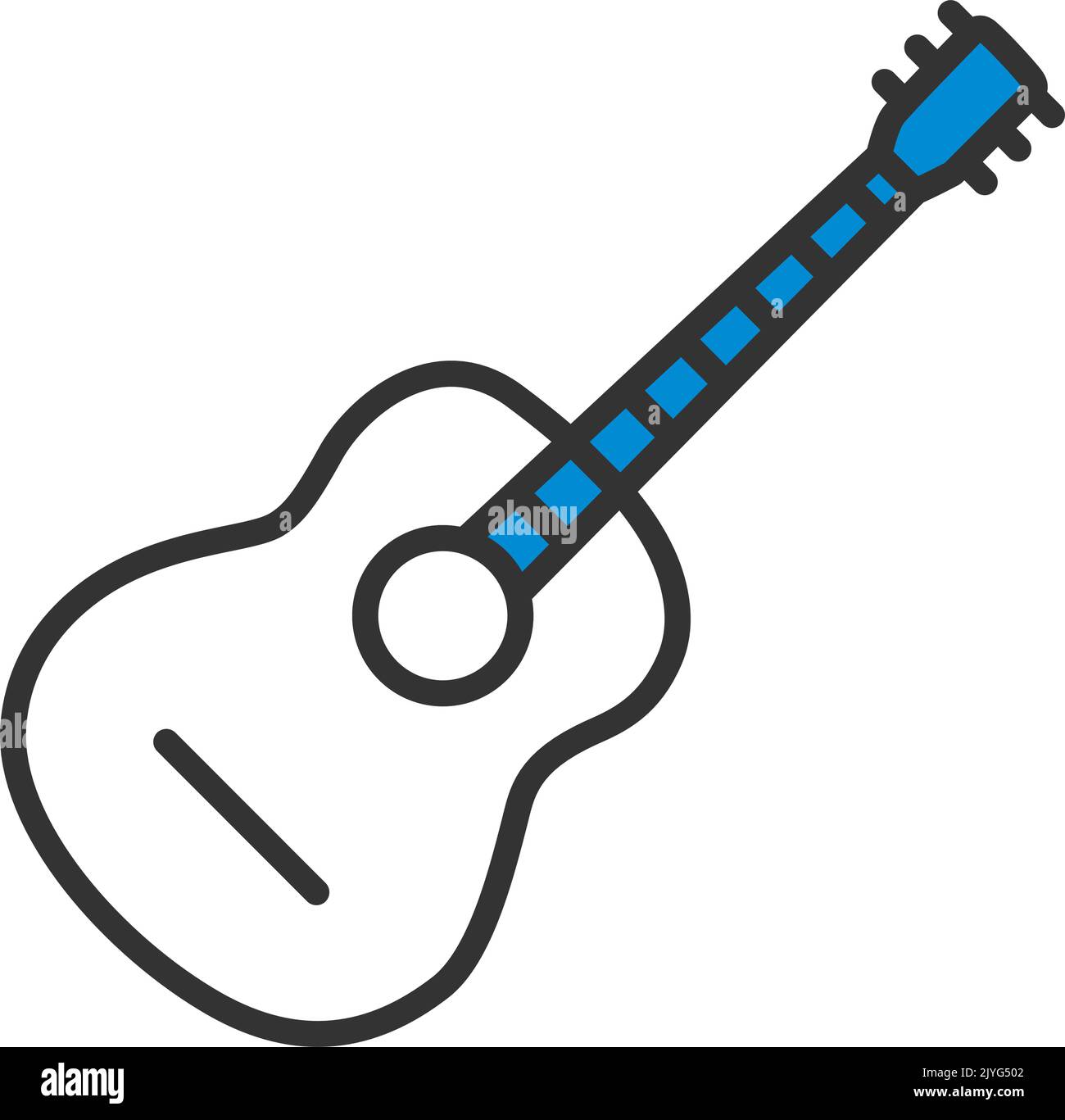 Acoustic Guitar Icon. Editable Bold Outline With Color Fill Design ...